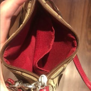 Coach | Bags | Coach Wristlet Traditional Coach Pattern Red | Poshmark
